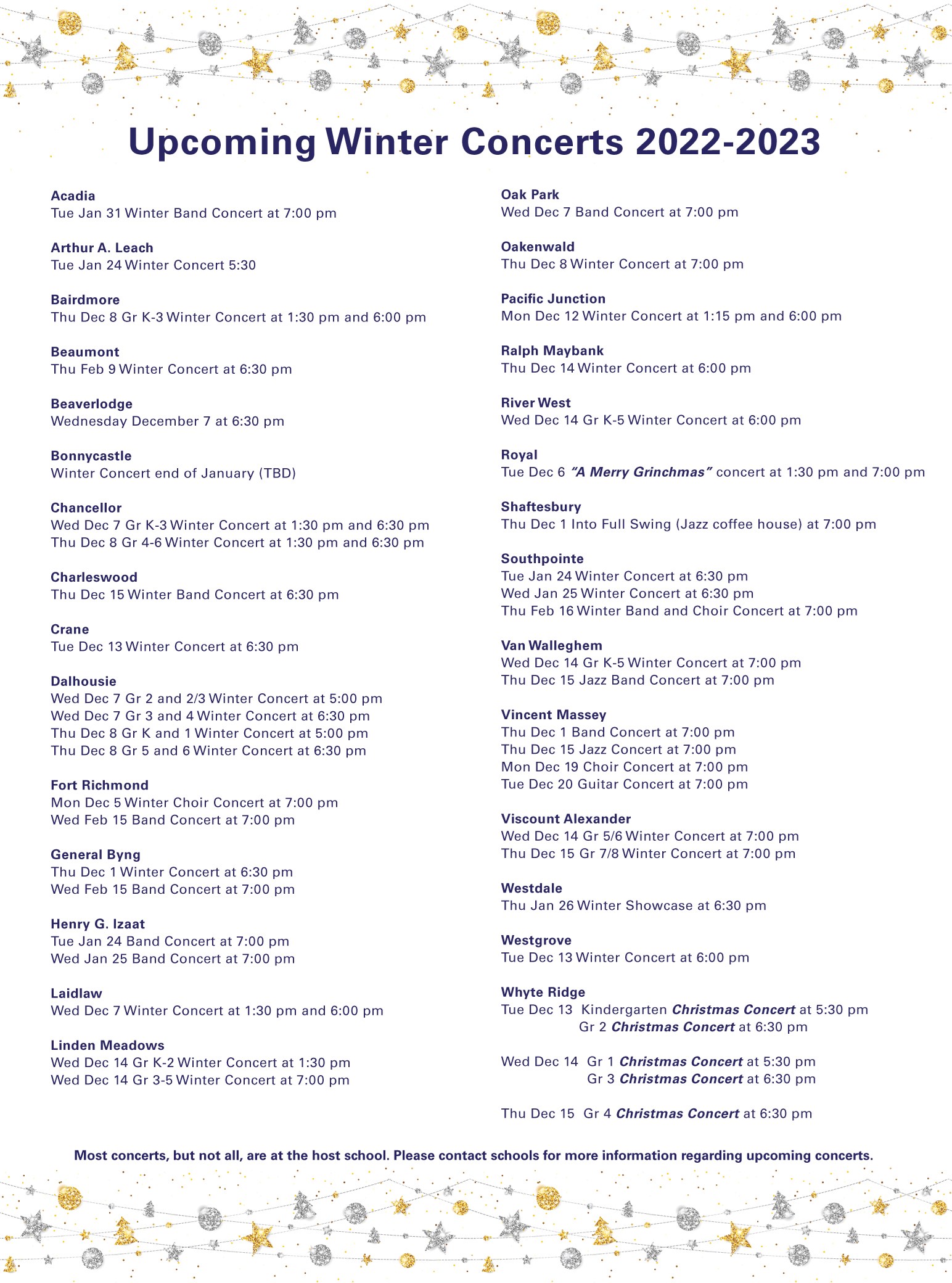 Your printable guide for upcoming Winter Concerts (2022-2023)