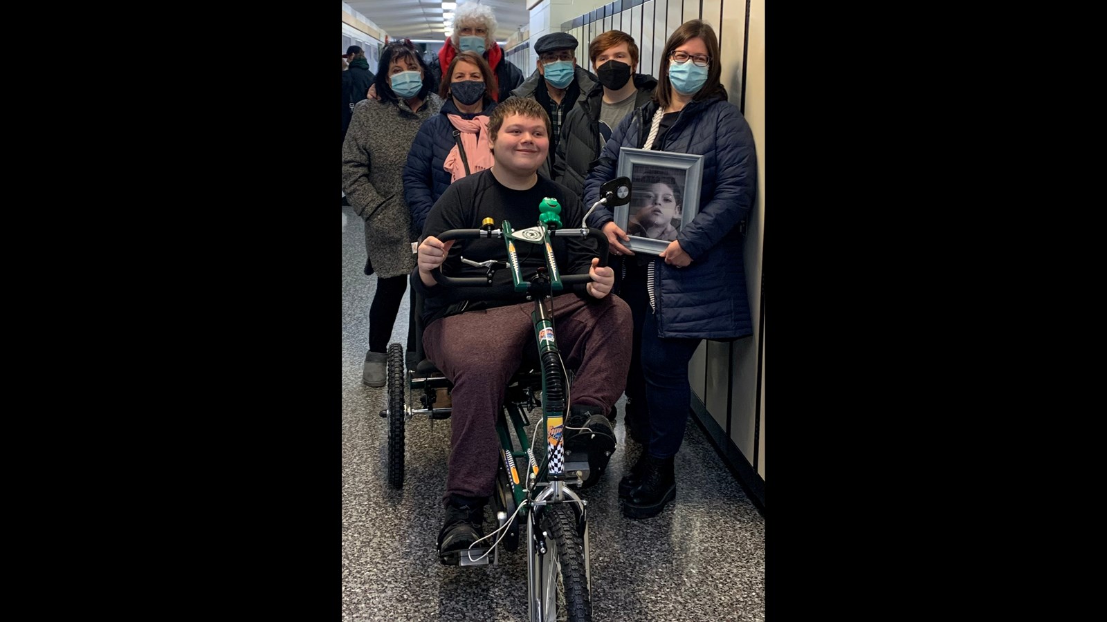 Lylyk family donates trike to Vincent Massey in honour of Nathan Lylyk.